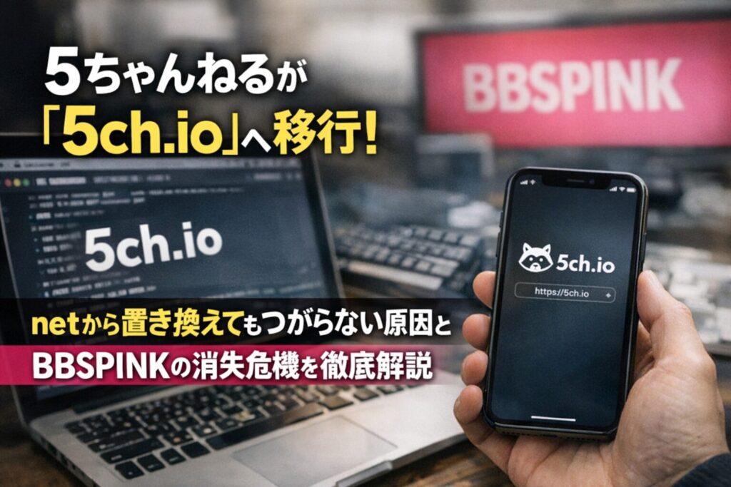 5ちゃんねるが「5ch.io」へ移行！netから置き換えてもつながらない原因とBBSPINKの消失危機を徹底解説 | すっきりブログ
